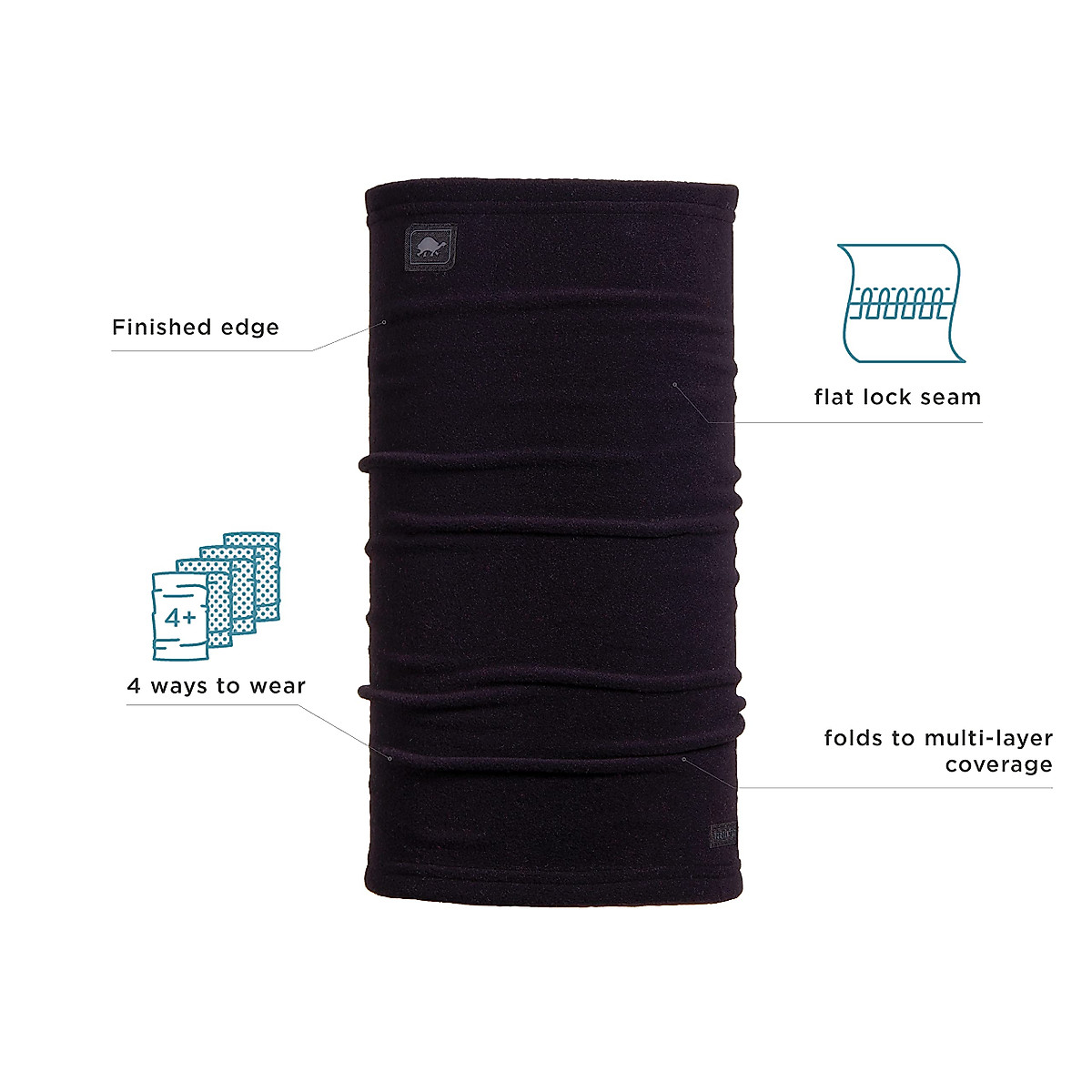 Turtle Fur Micro Fur Stretch Turtle Tube Long Neckwarmer, Black