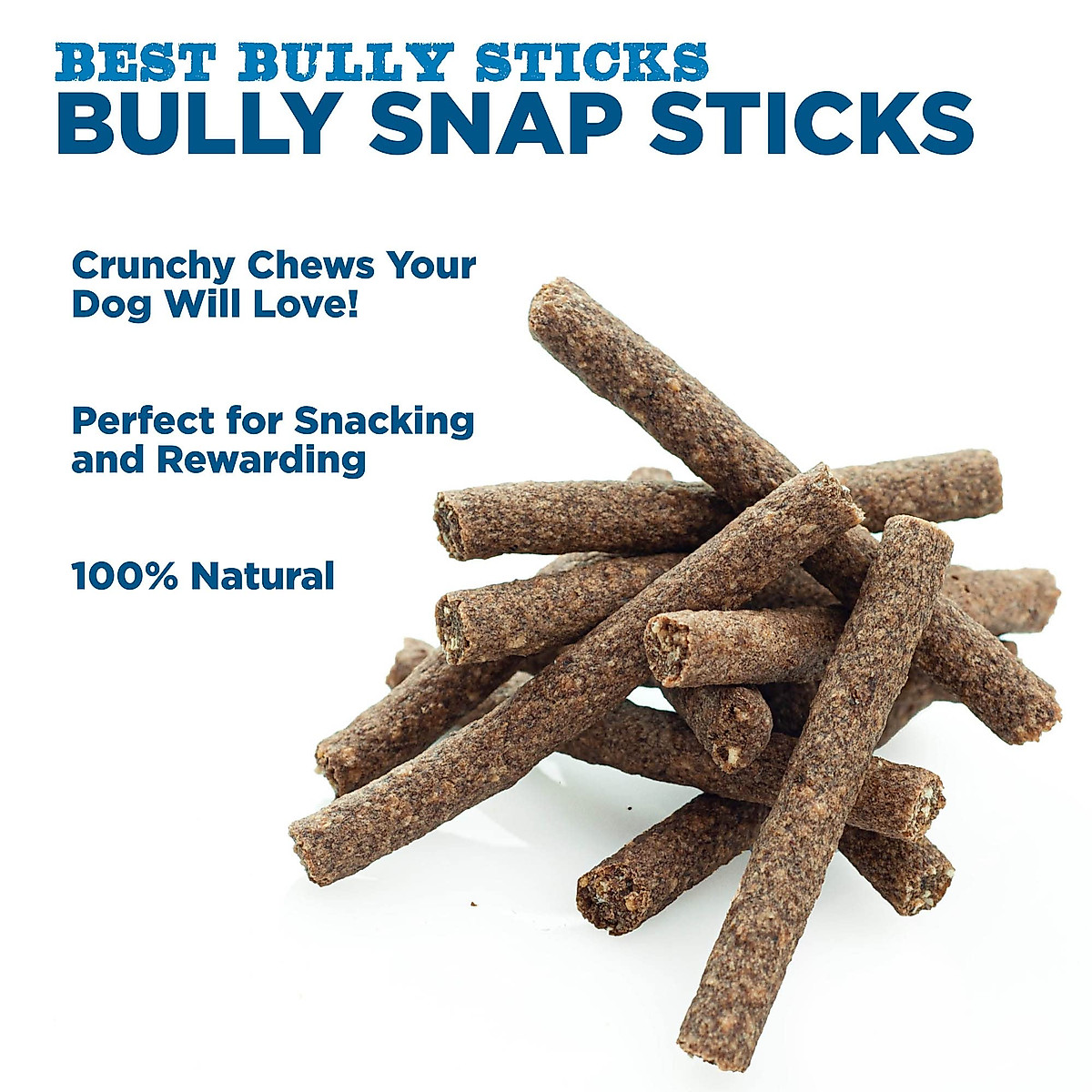 Premium Real Beef Dog Treats - Bully Snap Stick, 12 Pack - 100% Natural, No Additives - Reward, Puppy & Dog Training Treats - USA Packed - Healthy, Easy to Digest, Rawhide-Free, High Protein