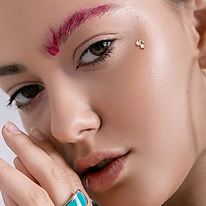 Pierced Owl 14GA Stainless Steel Internally Threaded CZ Crystal Star Cluster Dermal Anchor Top (Gold Tone)