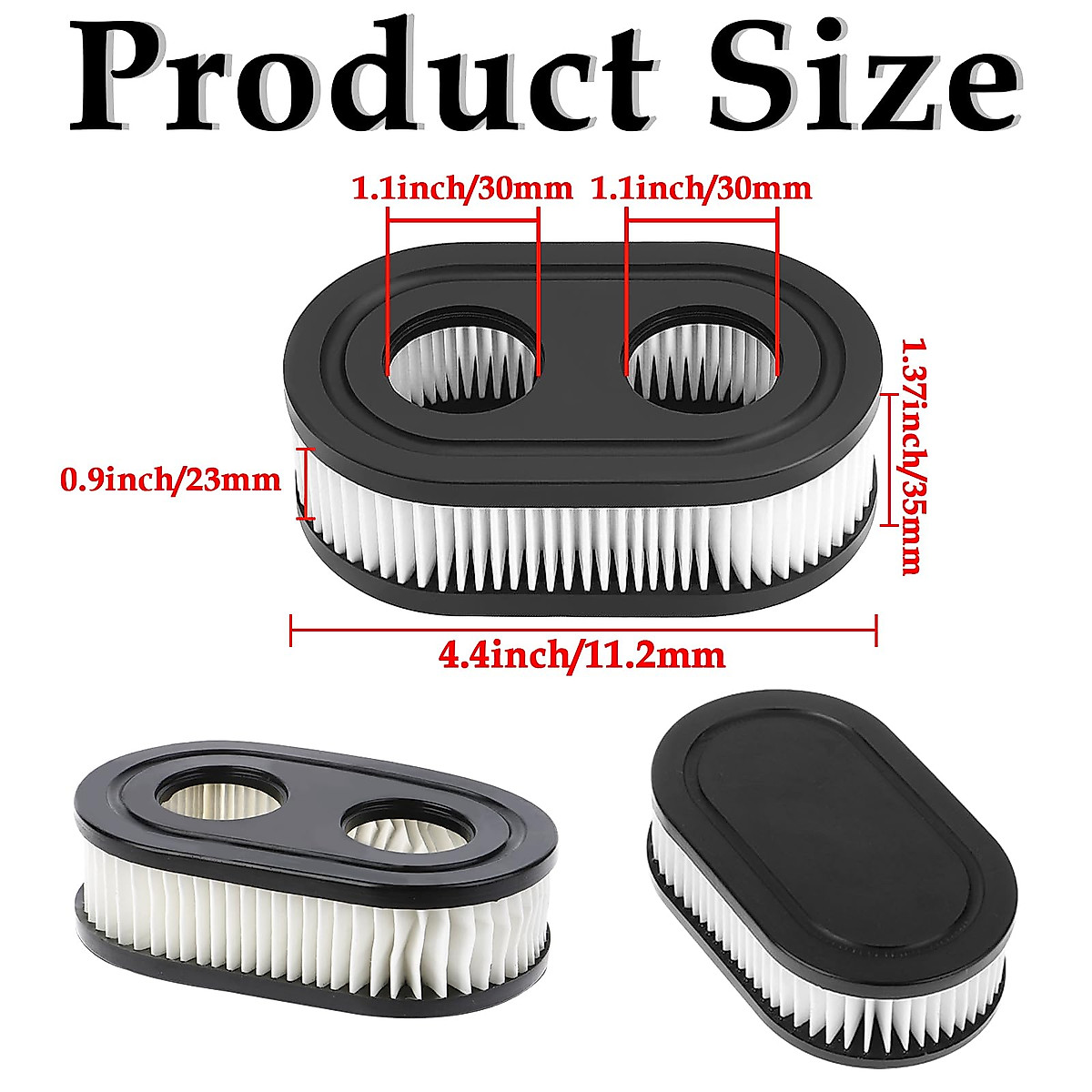 4PC Air Filter Fits 593260 798452 Series Mower Filter Element, HONSNKS Mower Air Filter Replacement for 550E 550EX 500EX 625EX 675EXI