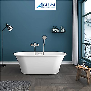 Aolemi Brushed Nickel Bathtub Faucet Wall Mount Only Tub Filler with Handheld Sprayer 6 Inch Centre Single Handle Shower Mixer Taps SUS304 Stainless Steel for Bathroom