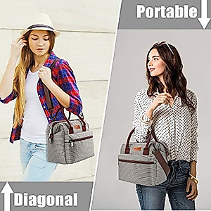 angel wish Lunch Bags for Women Leakproof Insulated Crossbody Wide Open Lunch Bag Lunch Pail Adults Lunch Box Lunch Cooler Bag for Women,Nurse,Teachers (Black White Strip)