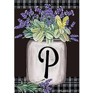 Farmhouse Monogram Letter P Garden Flag Floral Briarwood Lane 12.5" x 18"