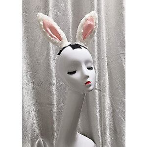 3T-SISTER Helmet Bunny Ear Women Girls Plush Rabbit Ear for Motorcycle Bicycle Ski Helmets Halloween Party Cosplay Wig Helmet Accessory Decorations Velcro Reusable Design （White） 2PCS