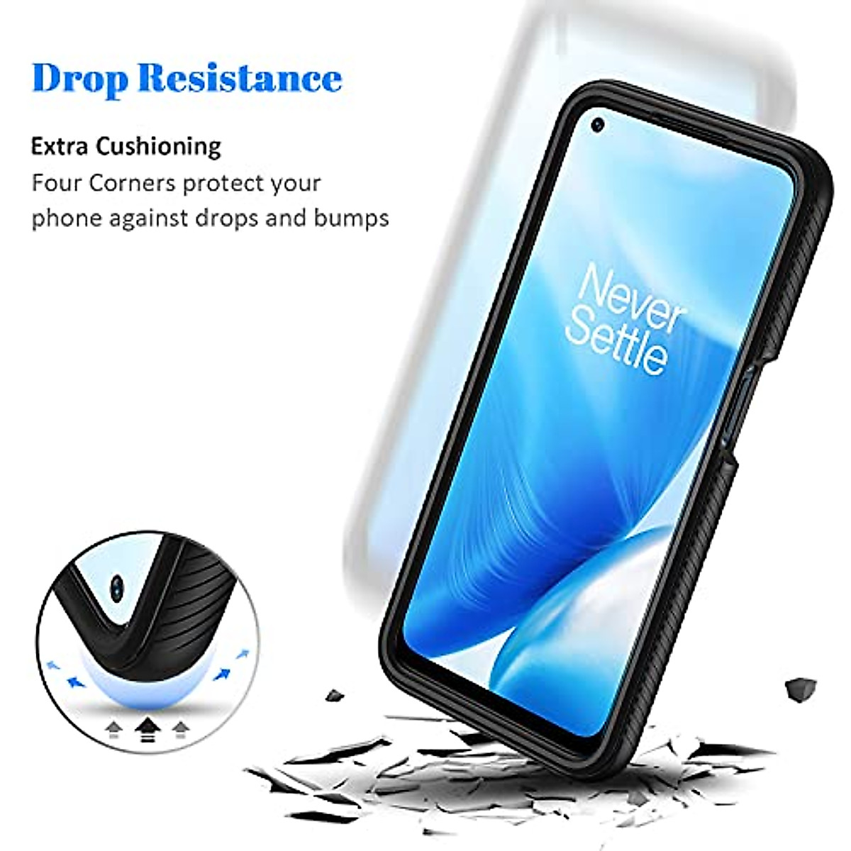 seacosmo Magnetic Case for Oneplus N200, Screen Protector and Camera Lens Protector, [Military Grade][Full Body Protection], for Oneplus N200 Case, Black