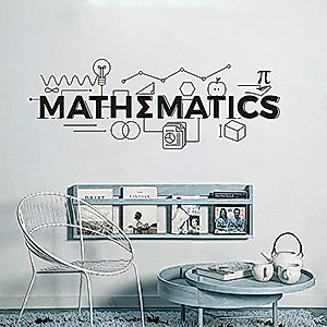 17x44 inch Children Room Mathematics Sign Wall Stickers Math Education Vinyl Decals School Classroom Decoration Motivational Poster Wall Murals HQ951 (Black)