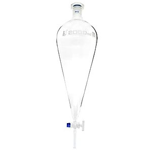 EISCO Squibb Separating Funnel, 2000ml - 29/32 Plastic Stopper, Glass Key Stopcock, Ungraduated - Borosilicate Glass