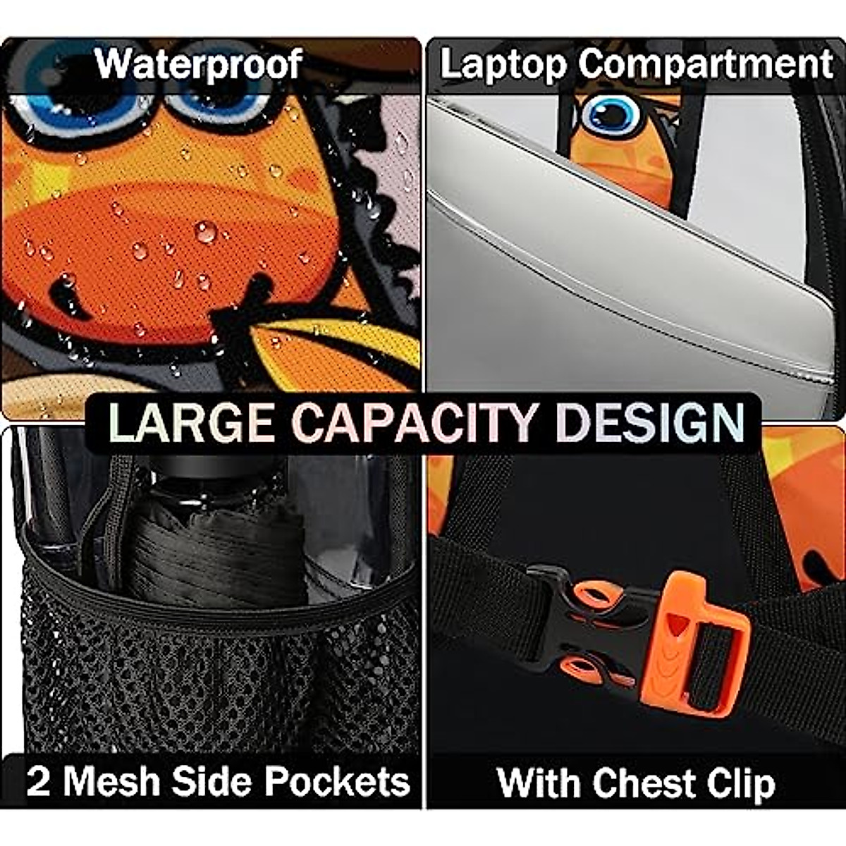 Animal Dog Giraffe Clear Backpack Large Clear Bag Heavy Duty PVC See Through Bag with Reinforced Strap Transparent Backpack for Stadium, College, Work, Travel