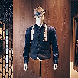 SHAREWIN Male Mannequin with Metal Stand Adjustable Plastic Half Body Display Mannequin Head, for Retail Clothing Shops, White