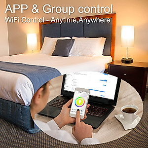 Peteme Smart RGB Bedroom Lamps with APP Control & Music Sync, 2 USB Port Dimmable Alexa Lamps Bulb Included, Bedside Lamp, Nightstand Light for Bedrooms and Living Room