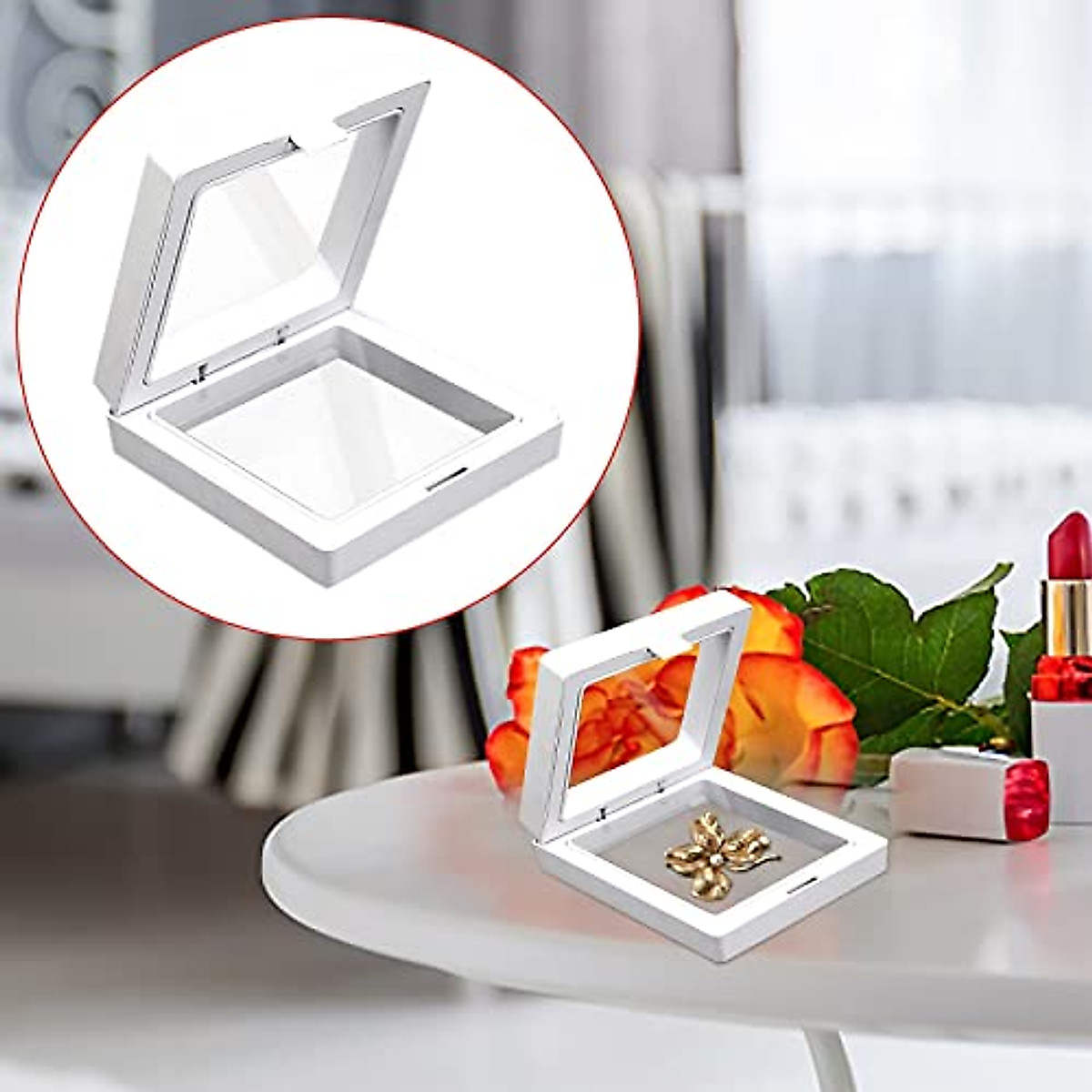 1 Challenge Coin Display Frame, 3D Floating Case M-EDALLION M-edal S-pecimen Small Gift Boxes for (as Show, One Size)