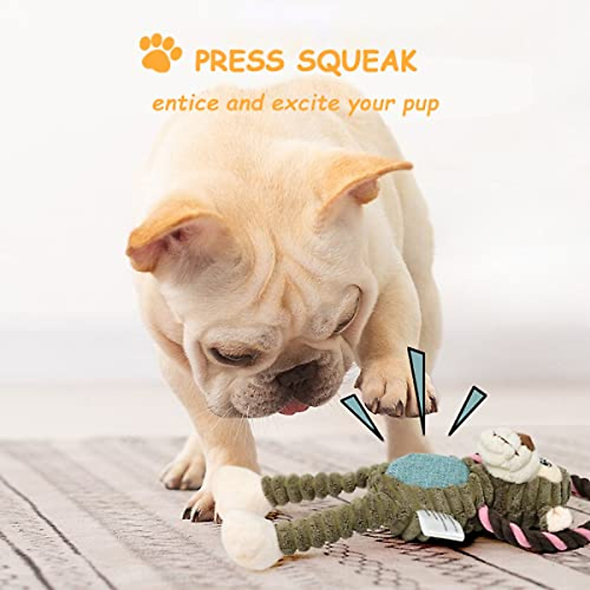 havidodo Squeaky Dog Toys, 3 Pack Puppy Toys, Durable Dog Toys for Small Medium Dogs Breed, Plush Dog Toys Bulk Set, Stuffed Dog Toys Pack with Rope, Tough Puppy Chew Toys for Teething