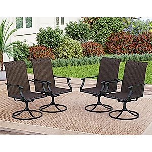 PHI VILLA High Back Outdoor Rattan Dining Chairs Set of 4 Pieces Wicker Swivel Dining Chairs for Outside Heavy Duty Wicker Patio Furniture Sets Bistro Chairs for Garden,Backyard,Lawn(4 Pieces)