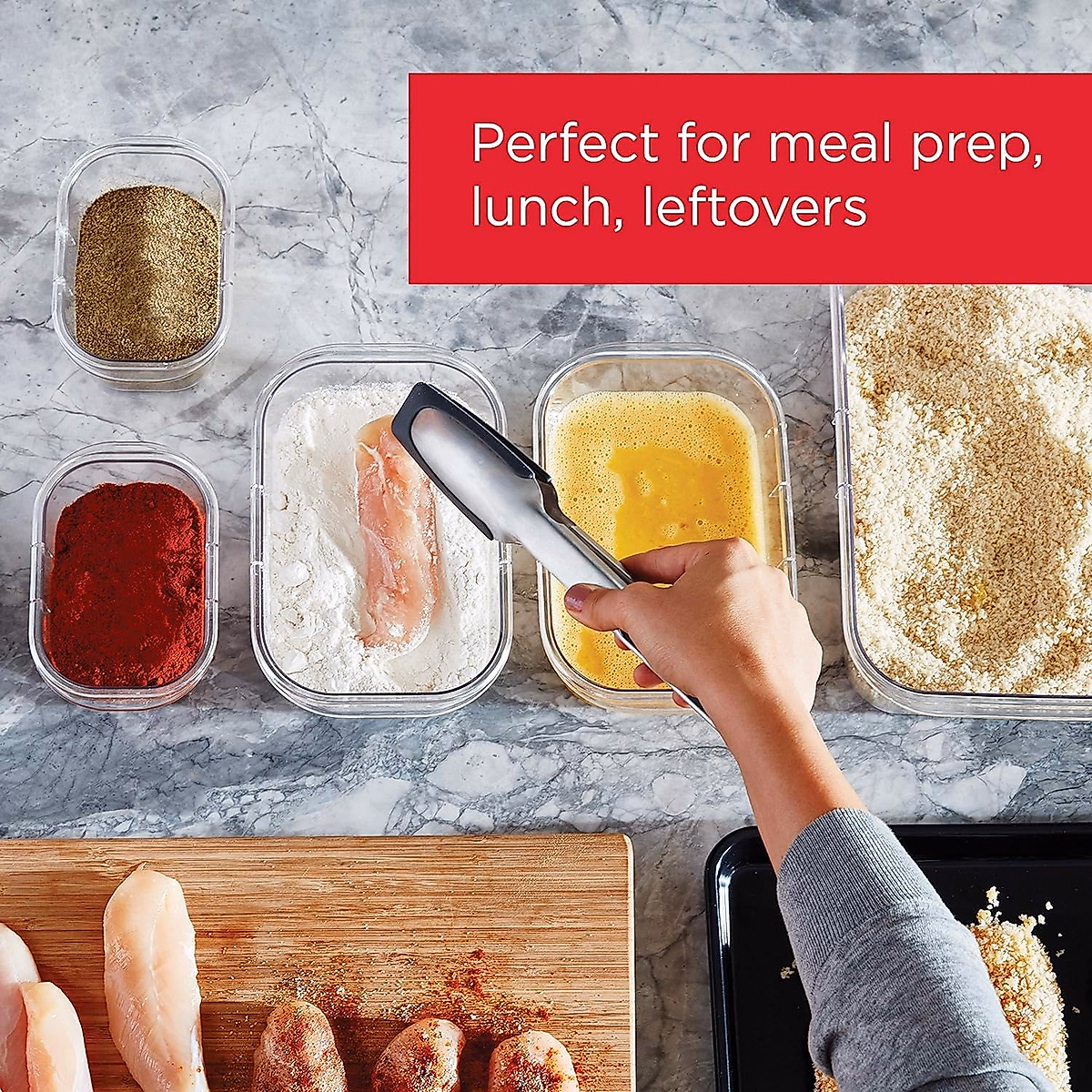 Rubbermaid Brilliance Food Storage Containers Plastic Containers with Lids BPA Free, Leak Proof Food Container, Clear, Two sets of 24 (48 pieces total)