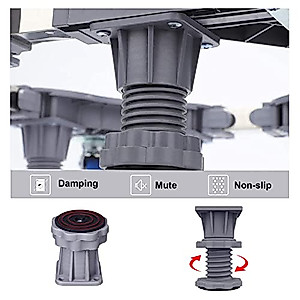 Fridge Stand Universal Mobile Base Movable Washing Machine Base Stand Adjustable Washer Dryer Refrigerator Bases Appliance Dolly Square with 4 Locking Dual-wheel and 8 Lifting Feet (Single-tube)