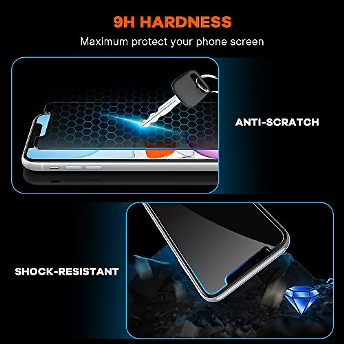 AACL Glass Privacy Screen Protector for iPhone 11/XR,6.1-Inch,Anti Spy Tempered Glass Film,2-Pack