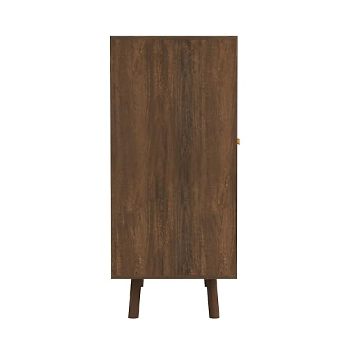 Atlantic Loft & Luv Remy Boho Mid-Century Bar Cabinet with Natural Rattan Panels with Storage, Walnut Finish
