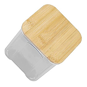 Yctze Airtight Food Storage Container with Bamboo Lid - Clear Jar for Noodles, Flour, Rice, Tea, Coffee Beans (900ml)