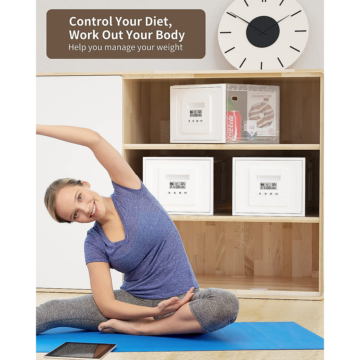 Time Lock Box for Medication, Phone Jail Lock Box with Timer, Timed Locking Container for Snacks Kitchen Food Safe