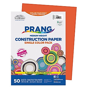 Prang (Formerly SunWorks) Construction Paper, Orange, 9" x 12", 50 Sheets & Prang (Formerly SunWorks) Construction Paper, Yellow, 9" x 12", 50 Sheets