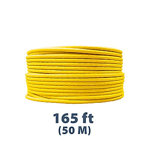 iSelek Cat 8 Ethernet Cable S/FTP 22AWG Solid Cable, Heavy Duty High Speed LAN Network Cable, Yellow Color (Termination Required) (165 ft (50M))