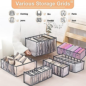 ARNTY Wardrobe Clothes Organizer, Upgraded Drawer Organizers for Clothing, Clothes Organizer for Folded Clothes, Jeans Organizer for Closet（7 Packs: Jeans*2+Shirt+Leggings+Bra+Underwear+Socks）