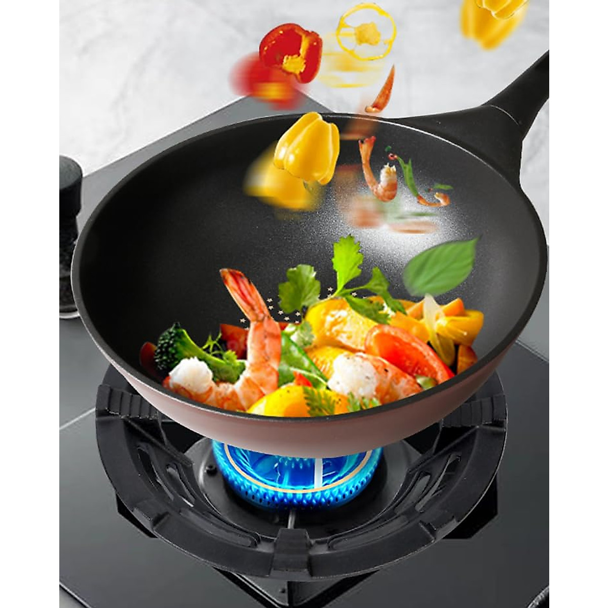 IEUYO Cast Iron Wok Support Ring Burner Ring for Gas Stove Rack Pot Holder Anti-skid Time-saving and Energy-saving for 4 claws racks or grates