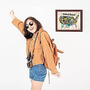 United States of America Map - American State Wall Decor print, This Rustic USA Travel Wall Poster Print Is An Ideal Wall Art For Home, Office, Garage, Cave, and Shop Decor, Unframed - 11x14"