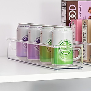 iDesign Fridge Plastic Storage Organizer Bin with Handles, Clear Container for Food, Drinks, Produce, Pantry Organization, 16" x 4" x 3", Clear