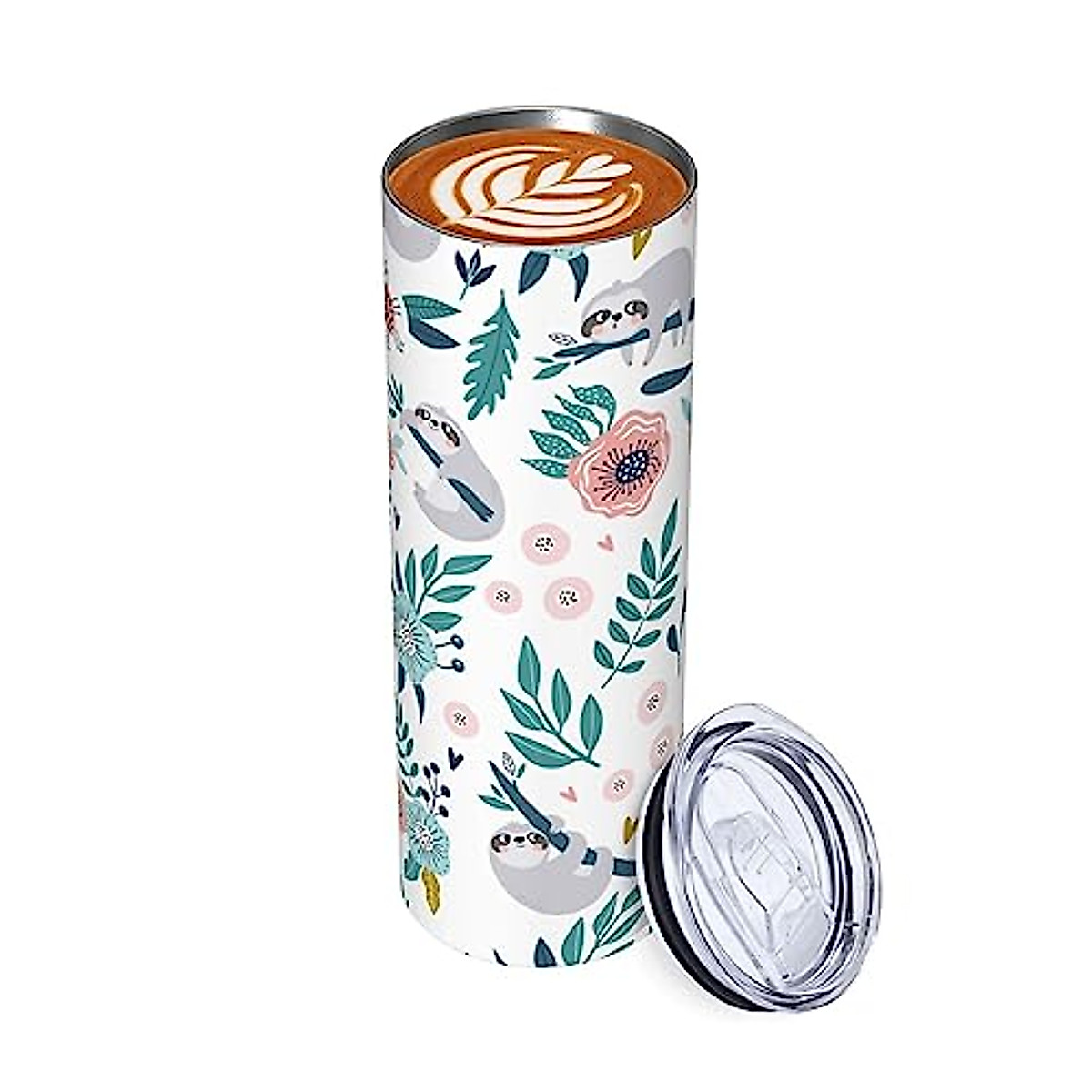 Siiuuol Cute Sloth Tumbler 20 Oz Sloths Coffee Cup with Lid and Straw Stainless Steel Mug Insulated Tumbler Travel Mug Home Office Gifts