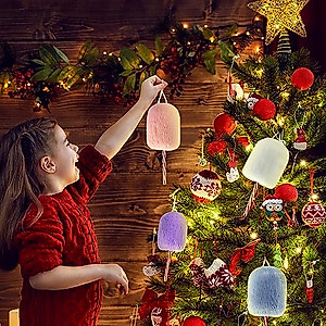 4 PCS Large Cotton Candy Ornaments for Christmas Tree Hanging Candy Decorations Wool Felt Lollipop Ornament for Xmas Tree Home Holiday Party Decor (4)