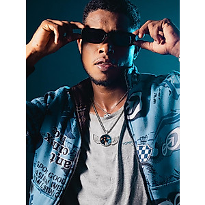 Custom4U Personalized Angel Wings Pendant Neckalce with Picture Inside Custom Photo Necklace Memorial Photo Medallion Chain Hip Hop Jewelry for Men