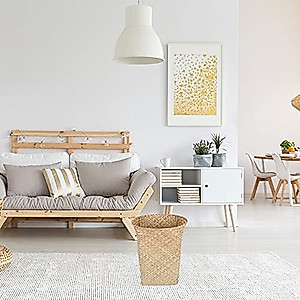 DOITOOL Wicker Rattan Waste Basket Woven Seagrass Trash Can Retro Garbage Rubbish Bin Woven Flower Pots Sundries Container Basket for Bedroom Kitchen