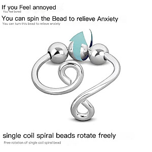 Female Anxiety Relief Ring, The Opening of The Rotary Cylindrical Ring can be Adjusted, and The Rotary Fashionable Men's and Women's Rings. (Adjustable) (Color : A, Size : 0.58inch)