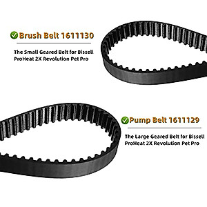 JEDELEOS Replacement Belt Set for Bissell ProHeat 2X Revolution Pet Pro Carpet Cleaner, Fits Models 1986, 1964, 2007, 2007P Series, Replace Parts 1611129 & 1611130