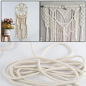 ZOENHOU 328 Feet 1/4 Inch White Natural Cotton Rope, Solid Clothesline Rope, Strong Bearing Hanging Rope Laundry Line Dryer Rope for Laundry Line, DIY Crafts, Art Projects, Garden Decor