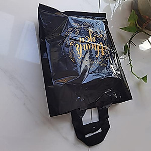 Plastic Thank You Merchandise Bags Gift Bags Reusable Thank You Shopping Bags with Loop Handles (9x12 Inch (Pack of 100), Black)