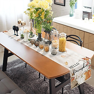 Fall Decor Table Runner 72 Inches Long, Pumpkin Orange Dresser Scarves Thanksgiving Kitchen Dining Table Setting Decoration for Holiday Party Wedding