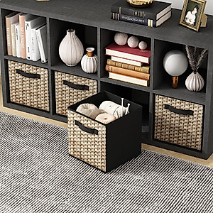 GILLAS 6 Pack Fabric Storage Cubes. 13 Inch Cube Storage Bins with Handle, Foldable Closet Organizers for Shelves, Storage Baskets for Shelves, Black, Large