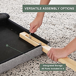 Iroomy Upholstered Queen Headboard, Button Diamond Tufted Headboard with Adjustable Height and Solid Wood Leg, Linen Fabric Padded Headboard for Queen Size Bed, Mordern Head Board, Grey