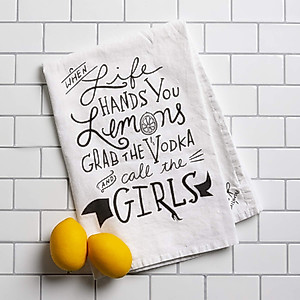 Primitives by Kathy LOL Made You Smile Cotton, Dish Towel, 28" x 28", Grab The Vodka
