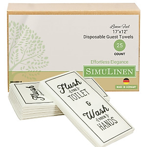 Wash Your Hands, Cheeky Disposable Guest Hand Towels for Bathrooms –- Linen-Feel Paper Towels, Cloth-Like Texture, Single-Use - Size: 12x17” Unfolded & 8.5x4” Folded 25ct By SimuLinen