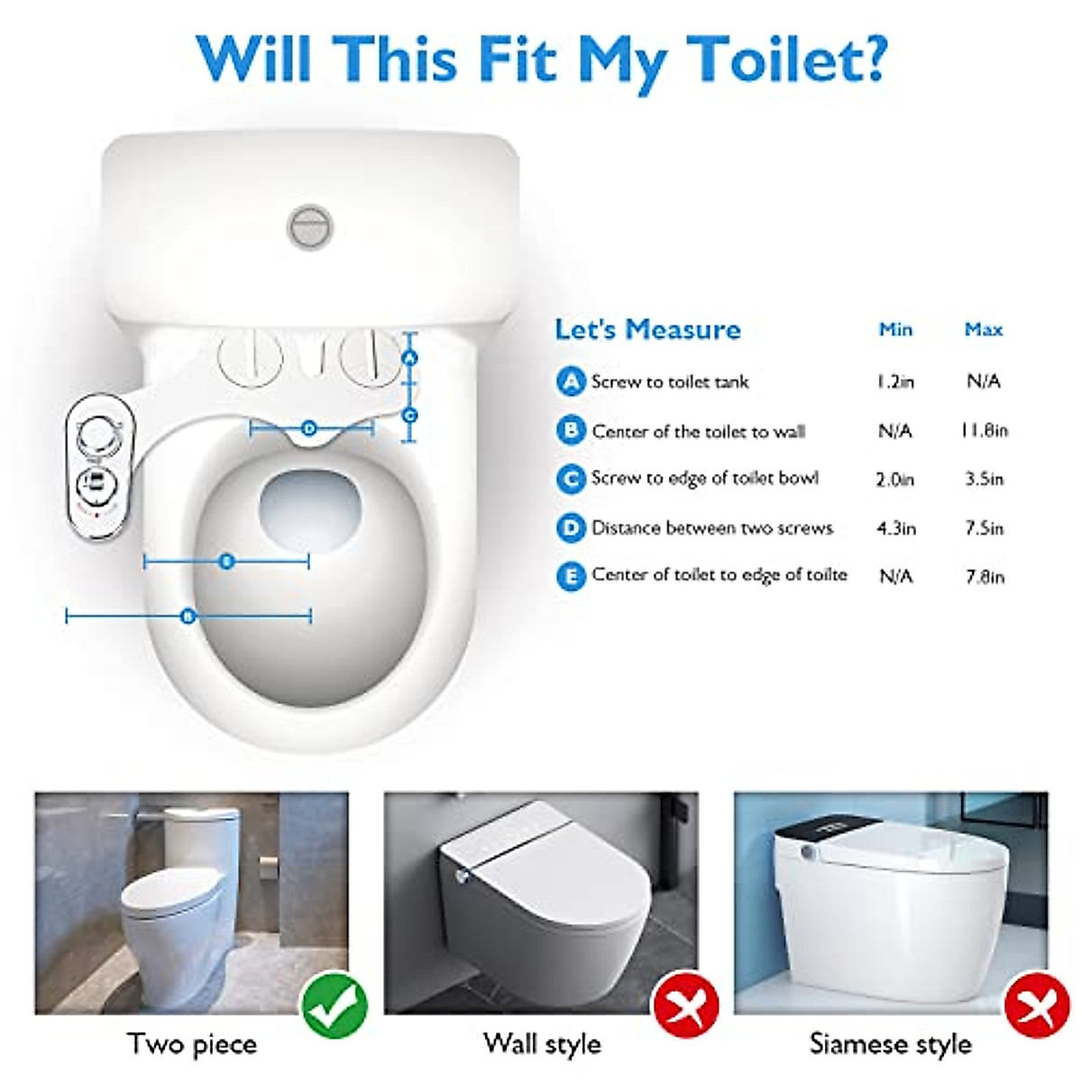 FOOFOO Bidet Attachment for Toilet Self Cleaning Dual Nozzle Sprays Hot & Cold Water – Non Electric Fresh Water Sprayer