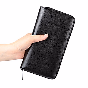 Cynure Women 36 Slots RFID Blocking Card Holder Large Long Leather Zipper Organizer Accordion Wallet,Black