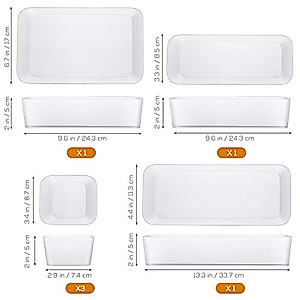 Cabilock Vanity and Desk Drawer Organizers with Shelf Liner(30 * 150mm),Vanity Drawer Organizer Makeup Containers Cabinet Organizers for Kitchen Office Bathroom 7 Pcs/Set