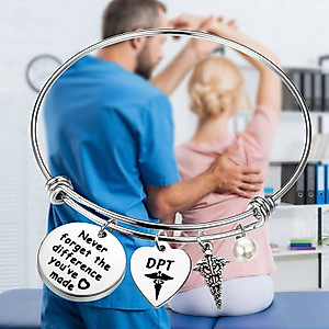 WSNANG DPT Bracelet Doctor of Physical Therapy Graduation Gift Never Forget The Difference You've Made DPT Graduate Gift (DPT Difference BR)