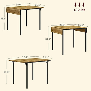 HOMCOM Industrial Folding Dining Table for 2 to 4, Space Saving Drop Leaf Kitchen Table for Small Spaces, Walnut