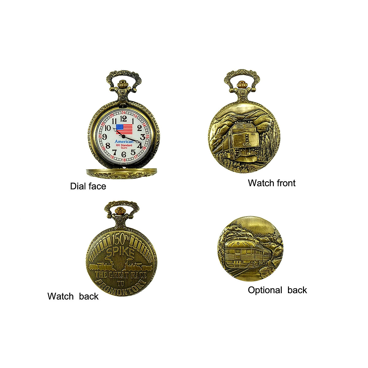 Pinnacle Awards Railroad Approved Railway Regulation Standard Train Pocket Watch 150th Spike Anniversary 4 Passenger Unit F40PH