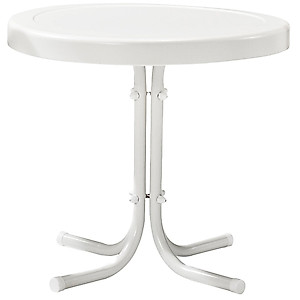 Crosley Furniture Griffith 2-Piece Retro Metal Outdoor Side Table and Loveseat Patio Furniture Set for Porch, Red