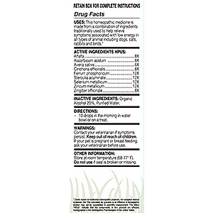 OLLOPETS Energy, Organic Homeopathic Remedy for All Pets, 1 Fl Ounce